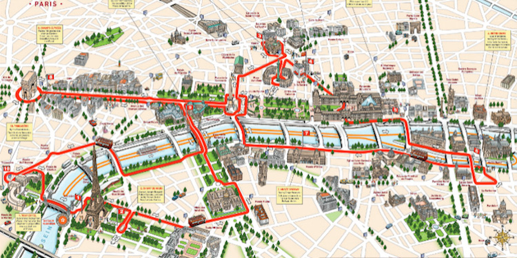 Big Bus Tour Paris Map - Map
